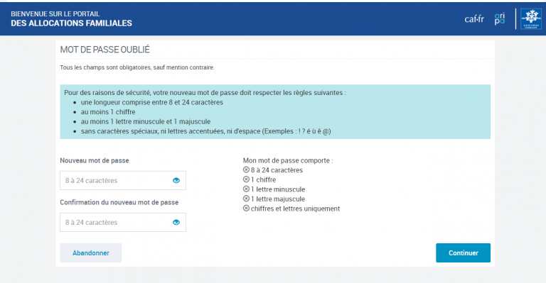 Récupérer son mot de passe et numéro d’allocataire CAF Mon compte - Mesallocations.fr