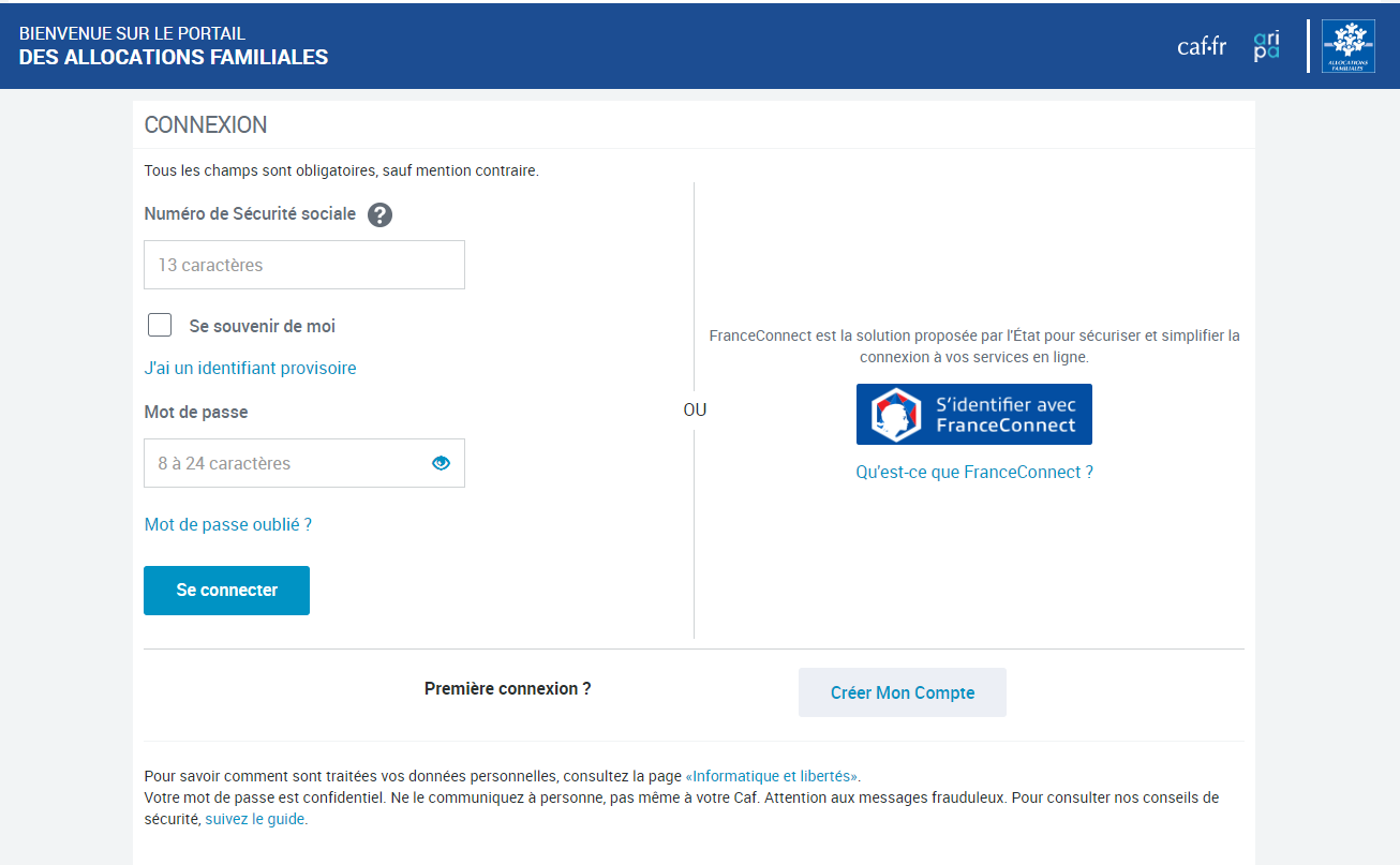 Récupérer son mot de passe et numéro d’allocataire CAF Mon compte - Mesallocations.fr